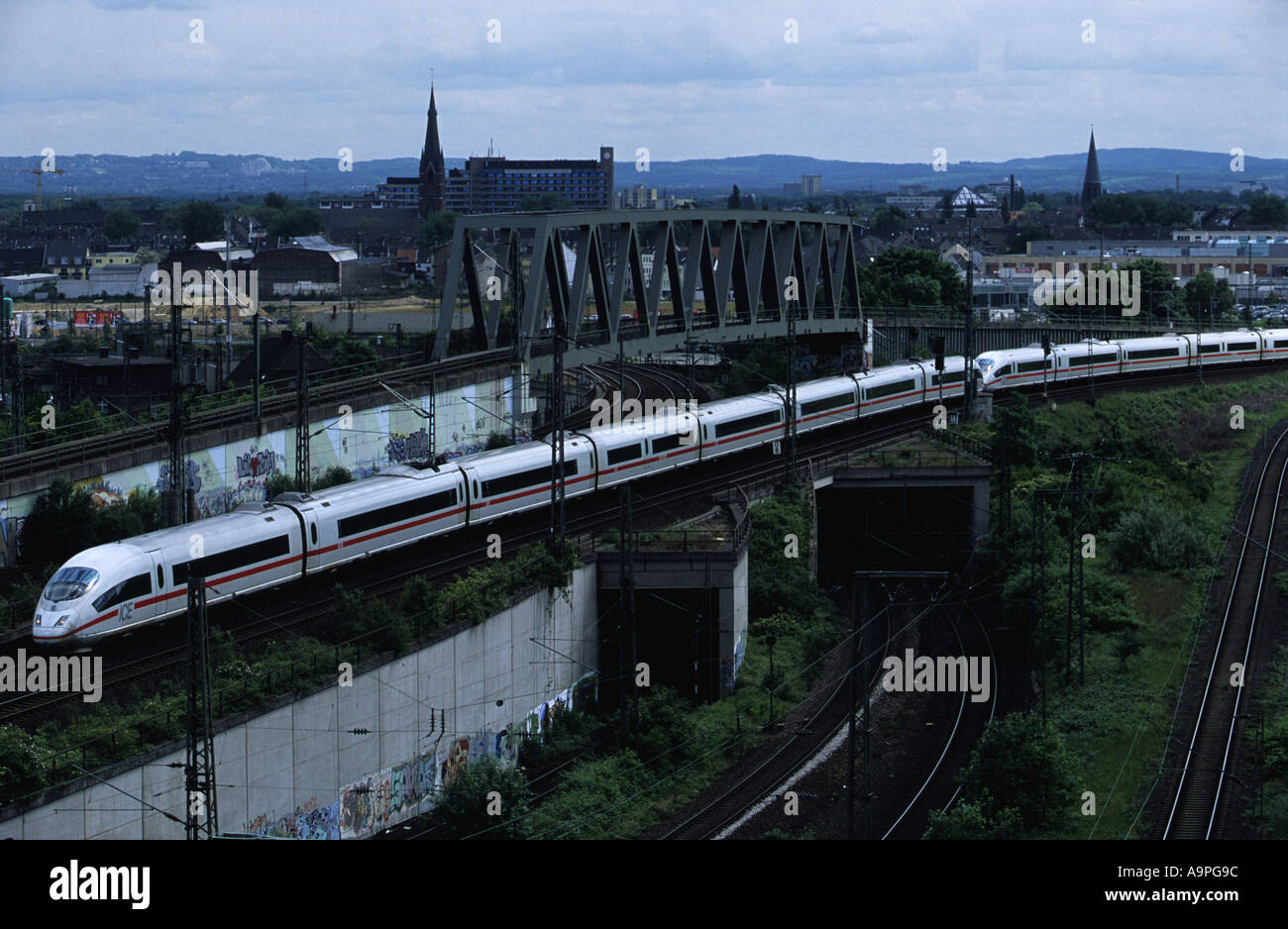 German railways inter city express train running through Cologne Stock ...