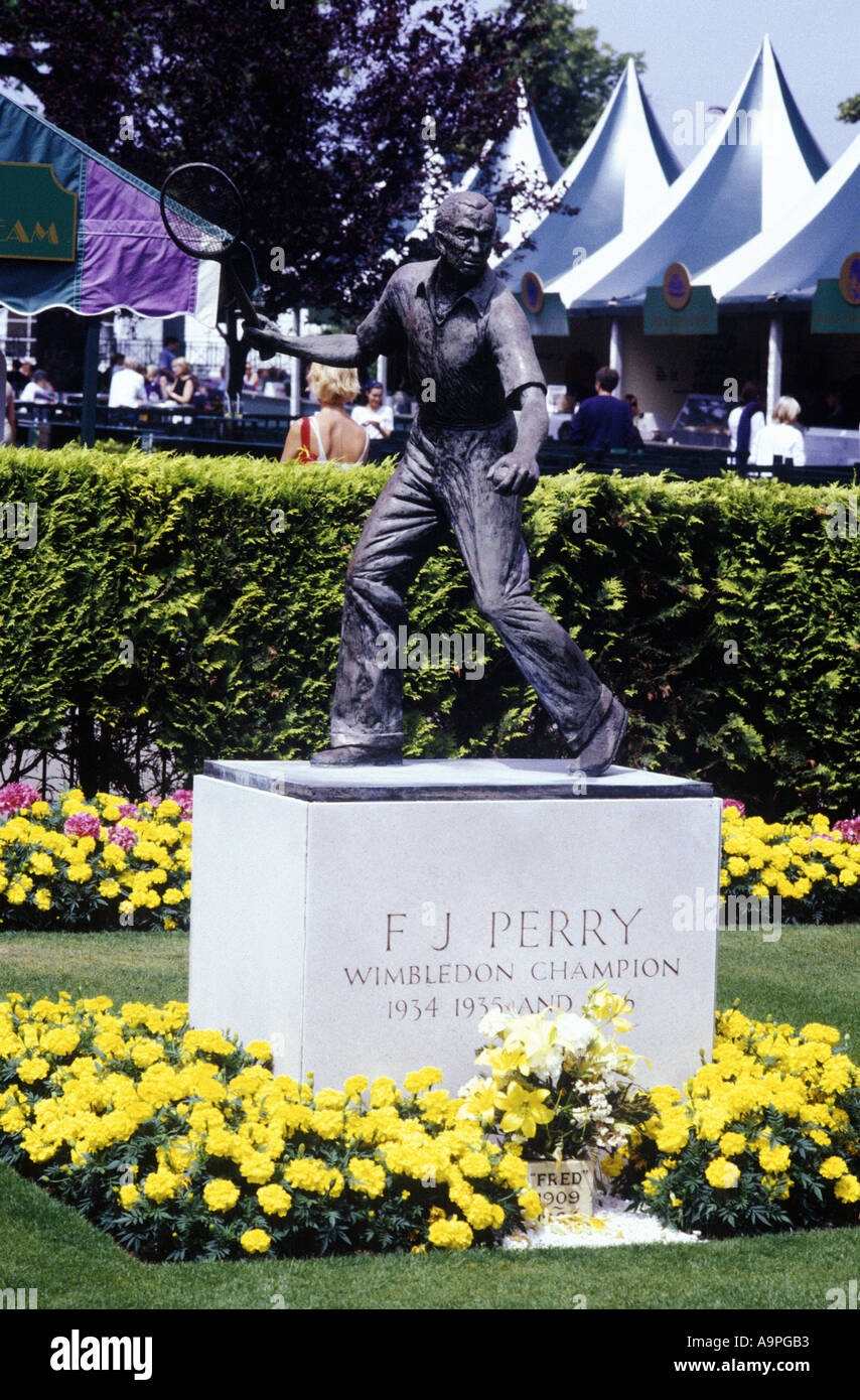 Fred Perry tennis statue at Wimbledon London Stock Photo - Alamy