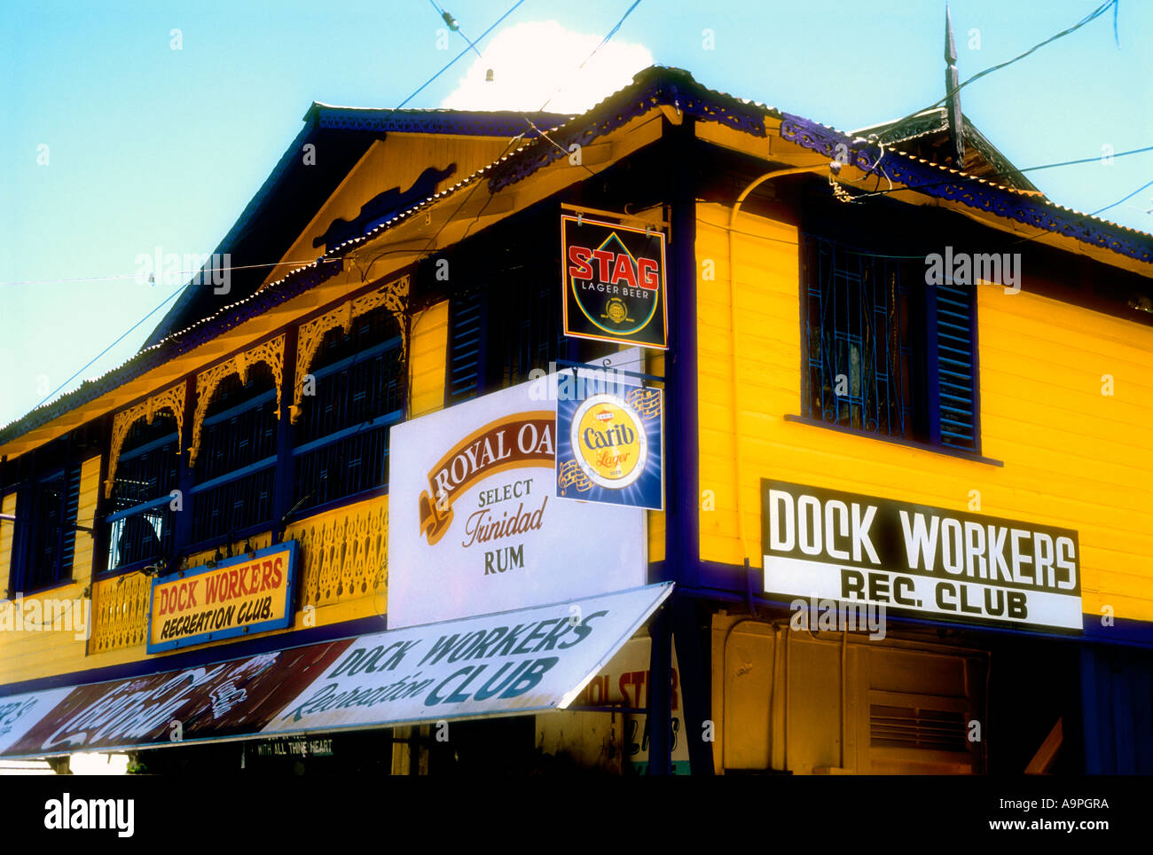 Painted wooden buildings in Scarborough the capital of Tobago West ...