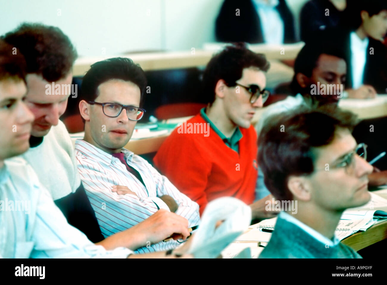 France, INSEAD University Classroom With Large Group Male french ...