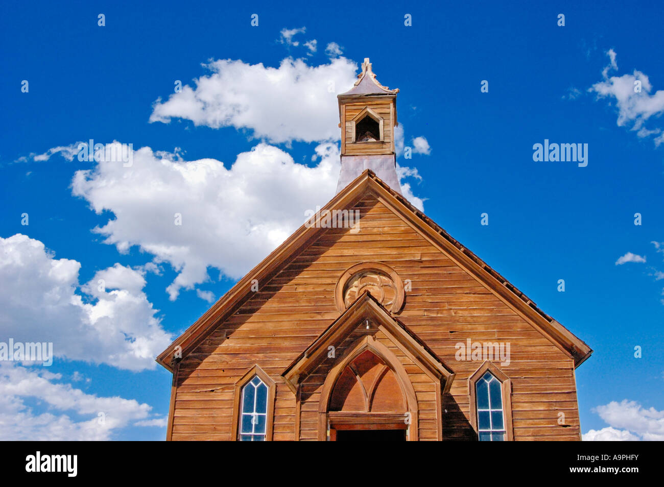 The Methodist Church under blue sky and clouds Bodie State Historic Park National Historic ...