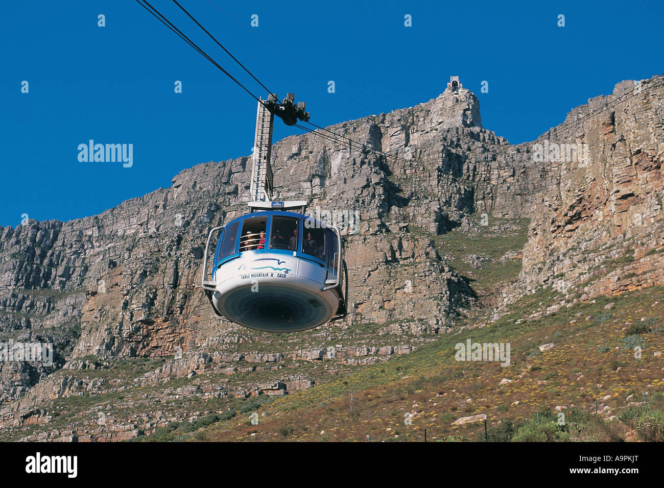 Table Mountain and cable car Cape Town South Africa Stock Photo - Alamy
