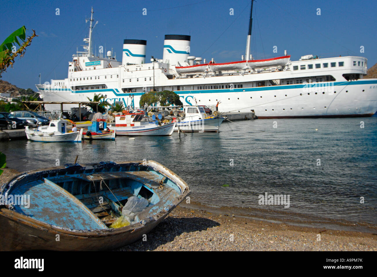 Cruise ship in Skala Harbor, Patmos, Greece Stock Photo - Alamy