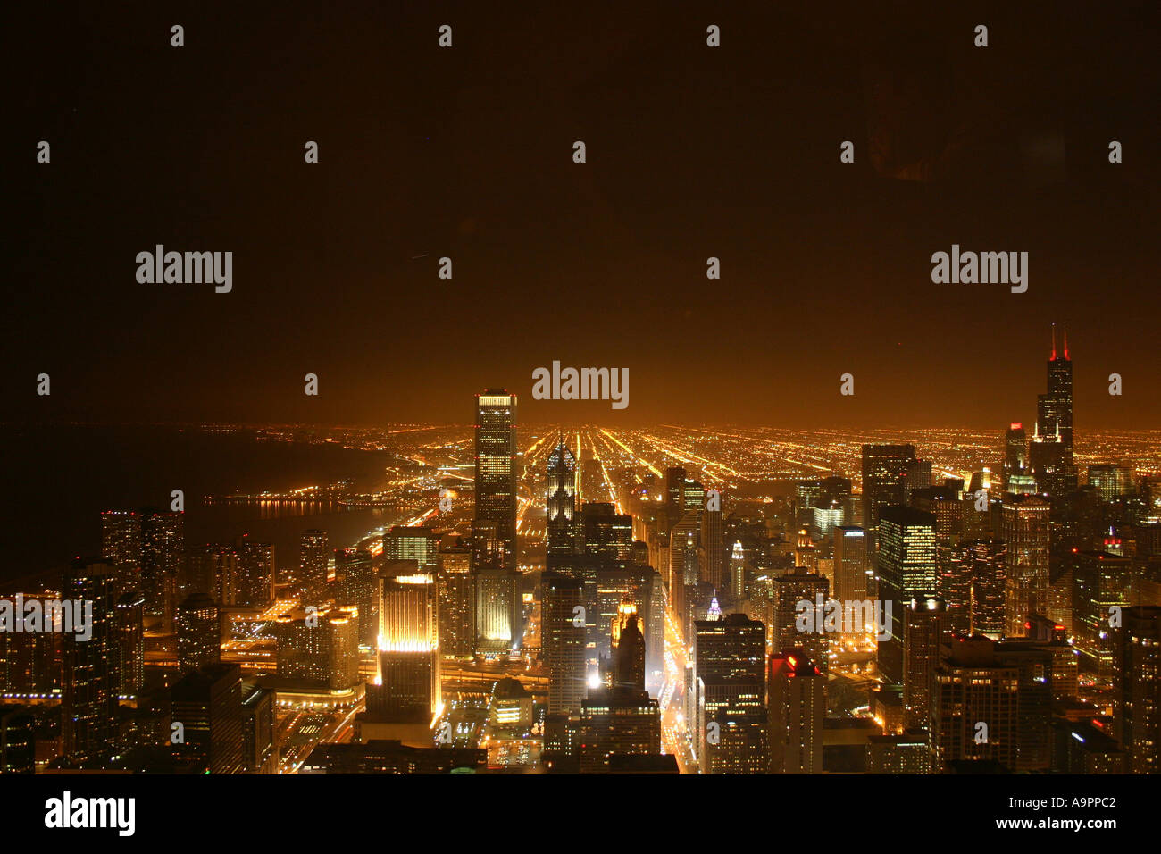 Chicago lights and skyline at night Stock Photo - Alamy