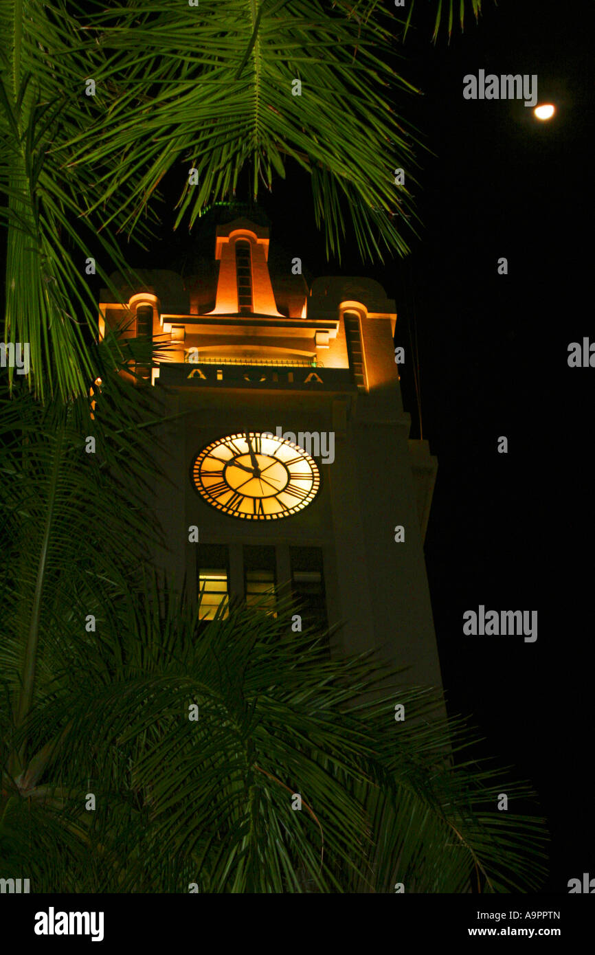 Aloha Tower at night Oahu Hawaii Stock Photo - Alamy