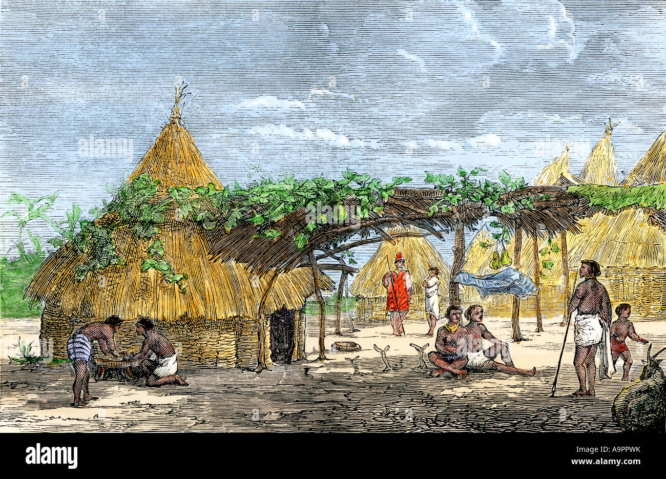 Fantee huts Ashanti Colony Ghana Africa 1800s Stock Photo, Royalty Free ...
