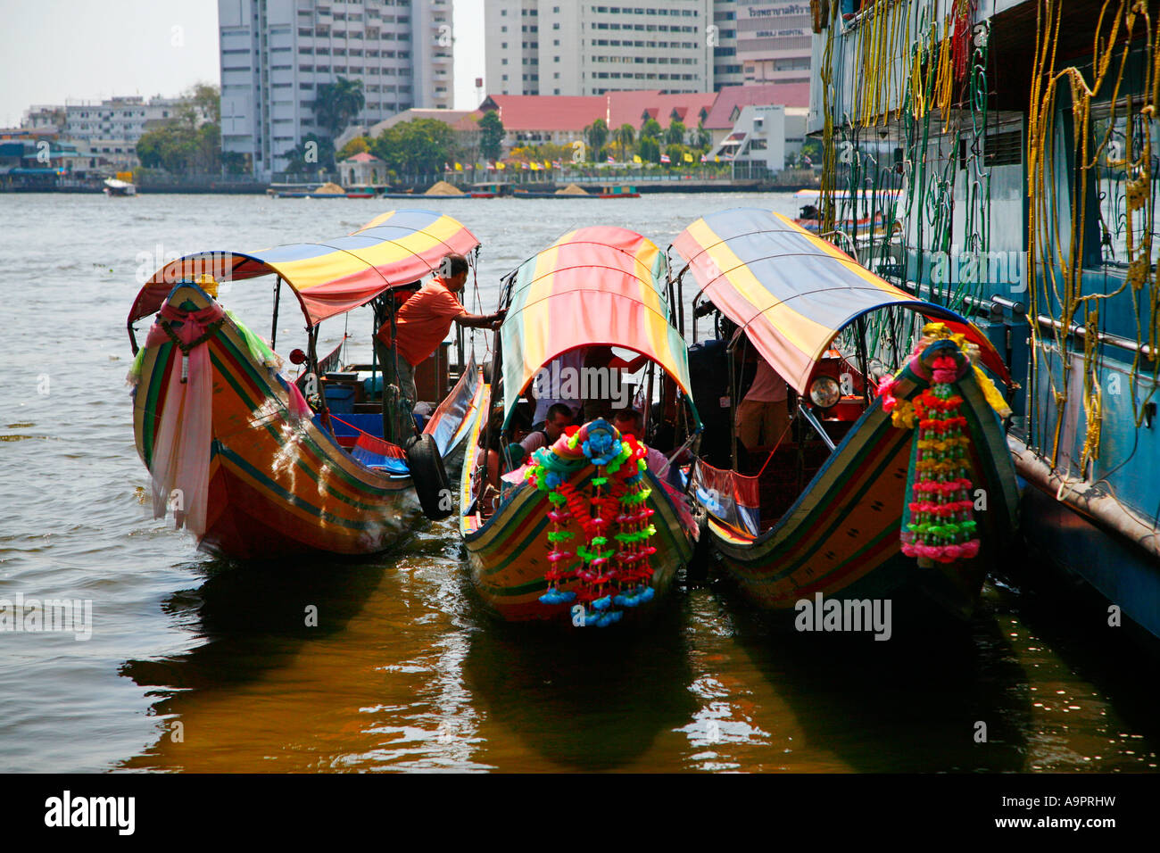 Tourist boats on the Chao Phraya river, Bangkok, Thailand Stock Photo ...
