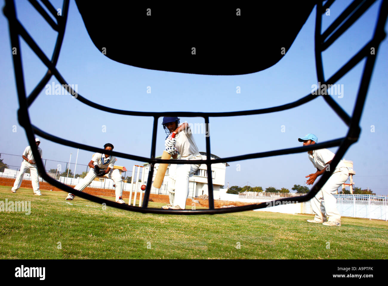 View of a batsman from helmet Stock Photo - Alamy