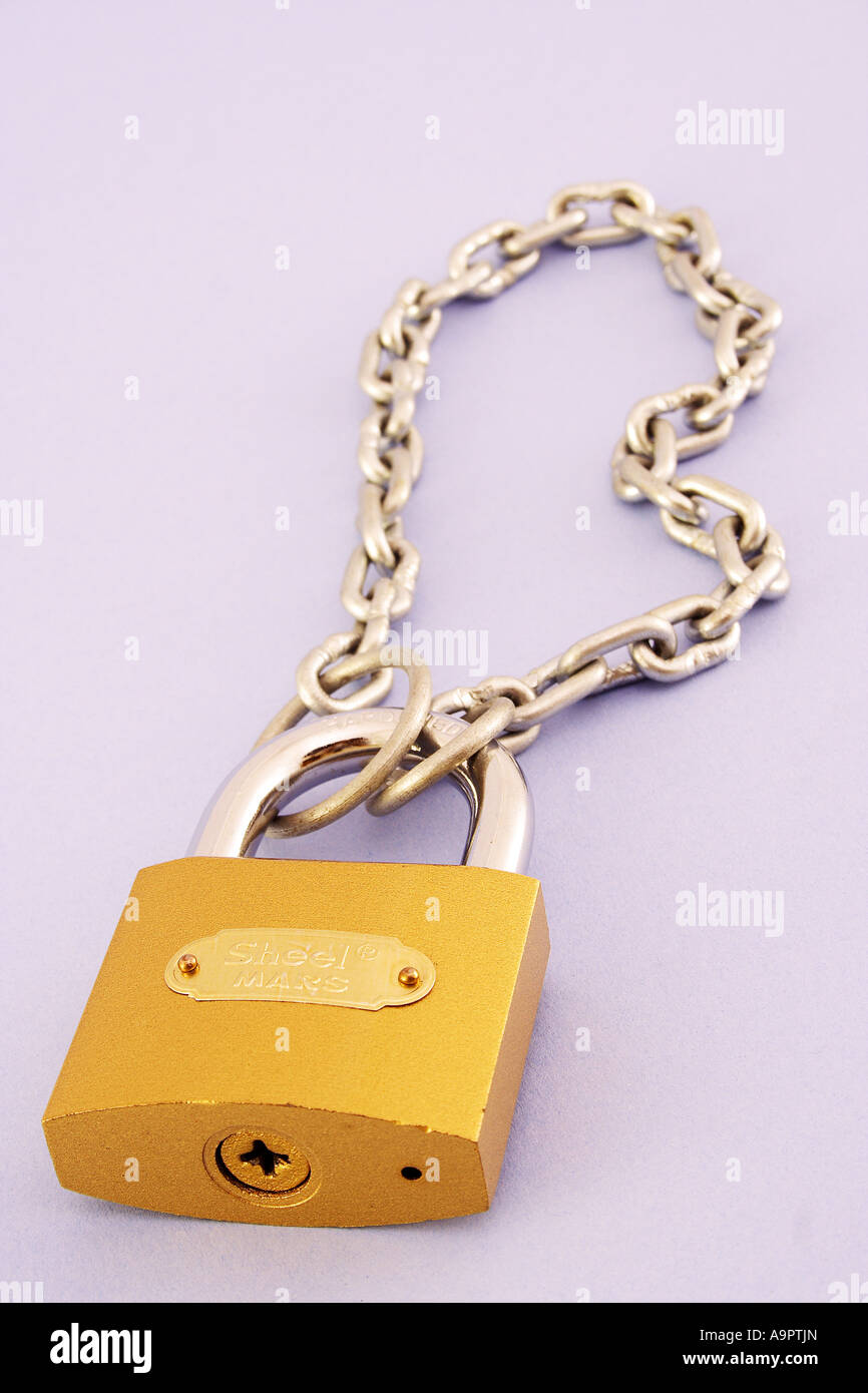 Lock and a chain Stock Photo - Alamy