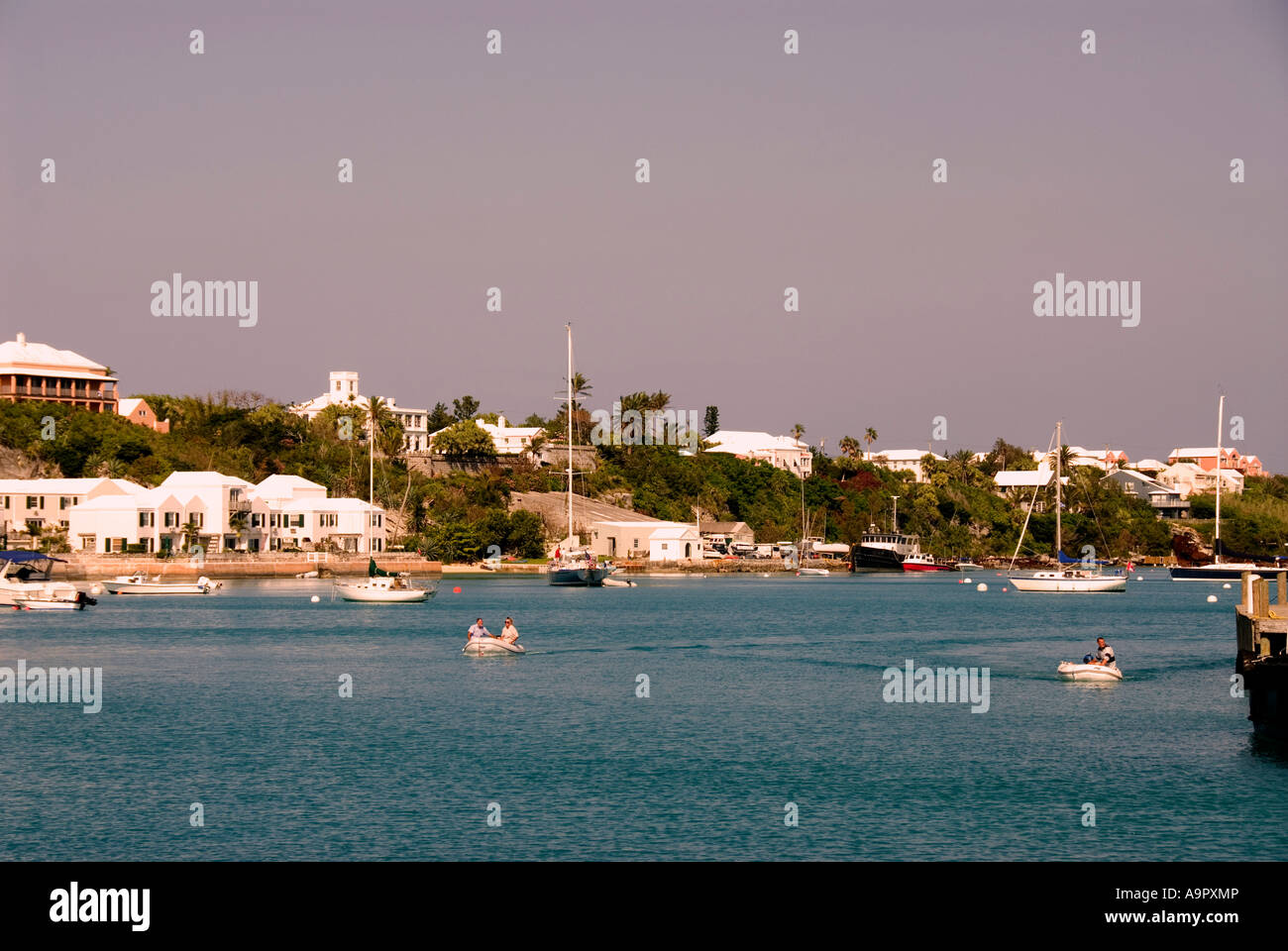 Bermuda St Georges town harbor harbour sail boats Stock Photo - Alamy