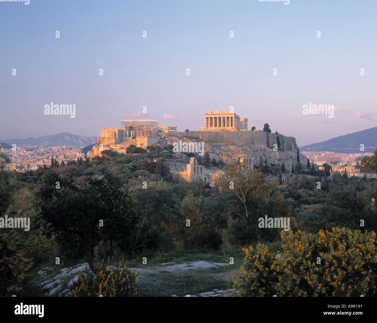 Parthenon Acropolis Athens Greece at twilight Stock Photo - Alamy