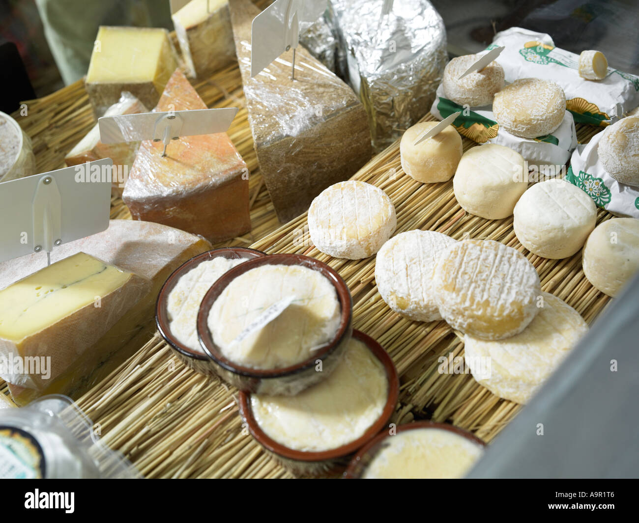 Cheese selection in delicatessen Stock Photo - Alamy