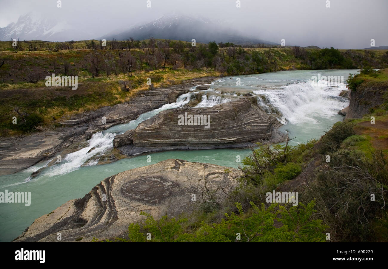 Paine Falls, Rio Paine, Torres del Paine National Park, Patagonia ...
