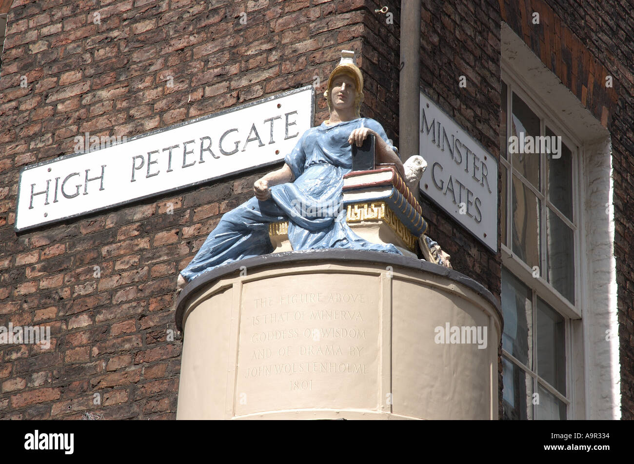 Close up of Statue of Minerva High Petergate York North Yorkshire ...