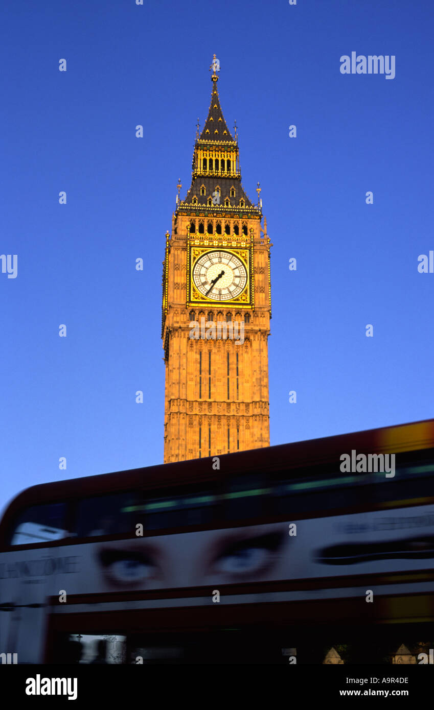 Double Decker Bus At Big Ben Sunset London UK Stock Photo - Alamy