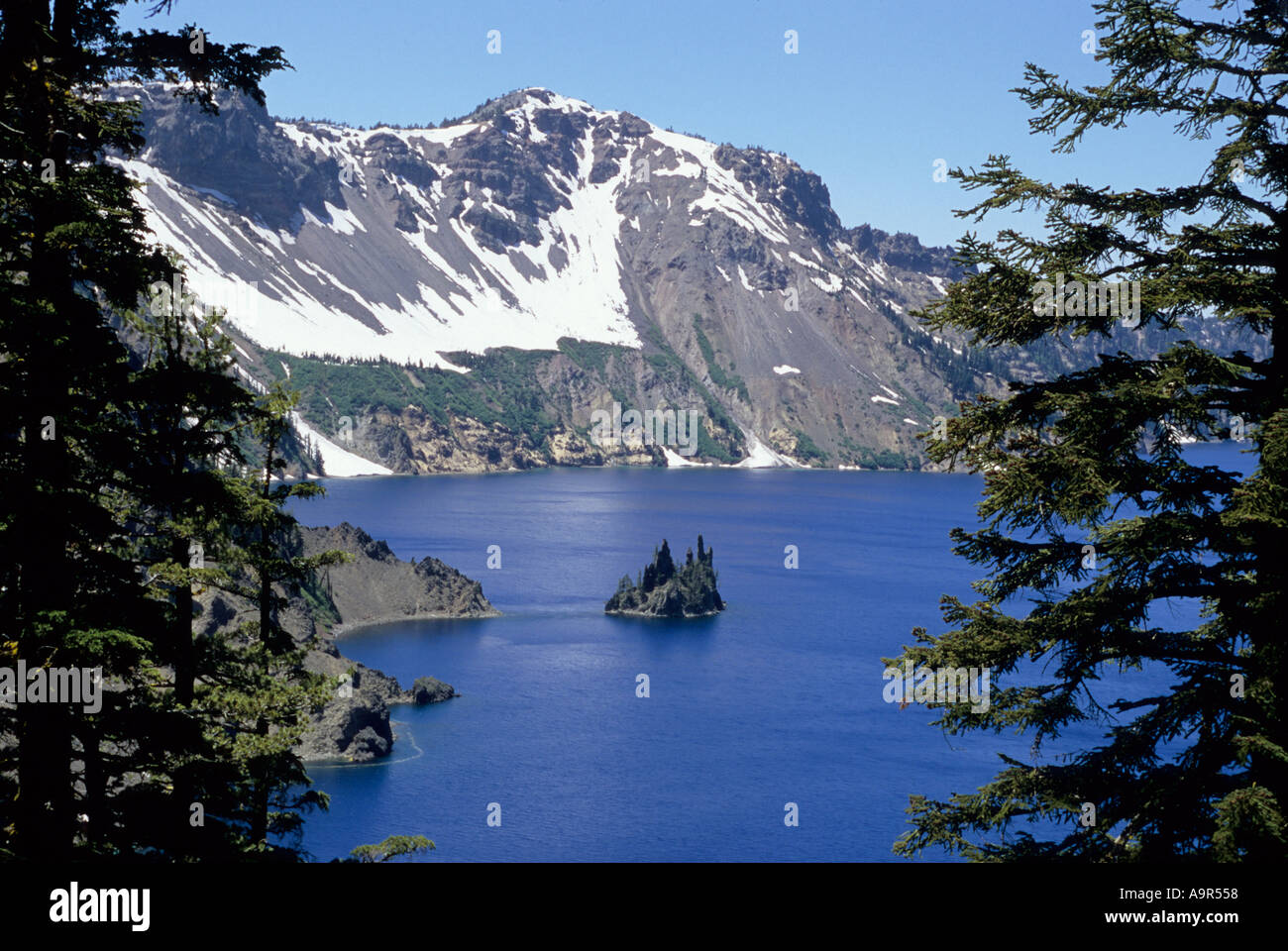 Crater Lake National Park, Oregon. The Phantom Ship and Chasky Bay ...