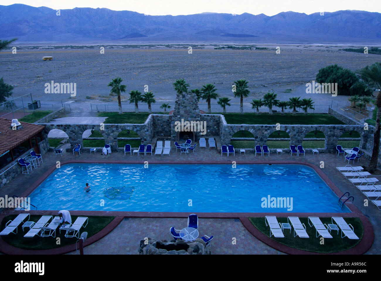 Death Valley National Park, California. Swimming pool of Furnace Creek ...