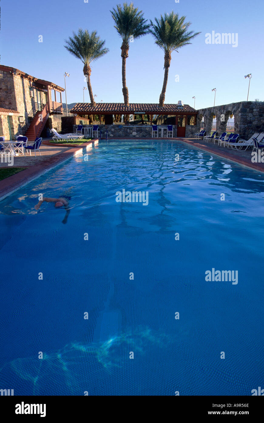 Death Valley National Park, California. Swimming pool of Furnace Creek ...