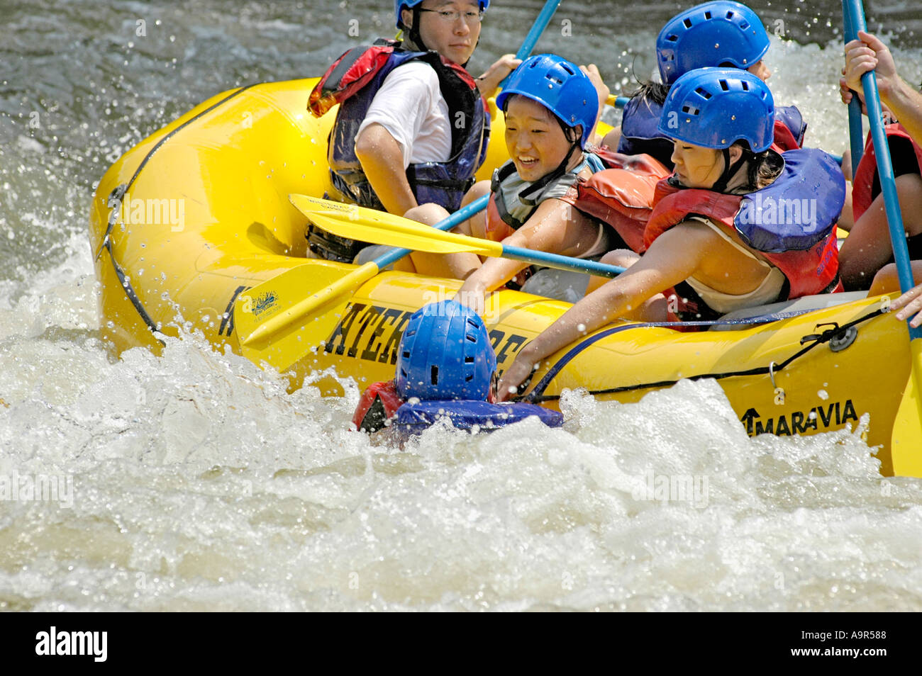 Japanese group Rafting on the Oconee River in southern Tennessee Stock ...