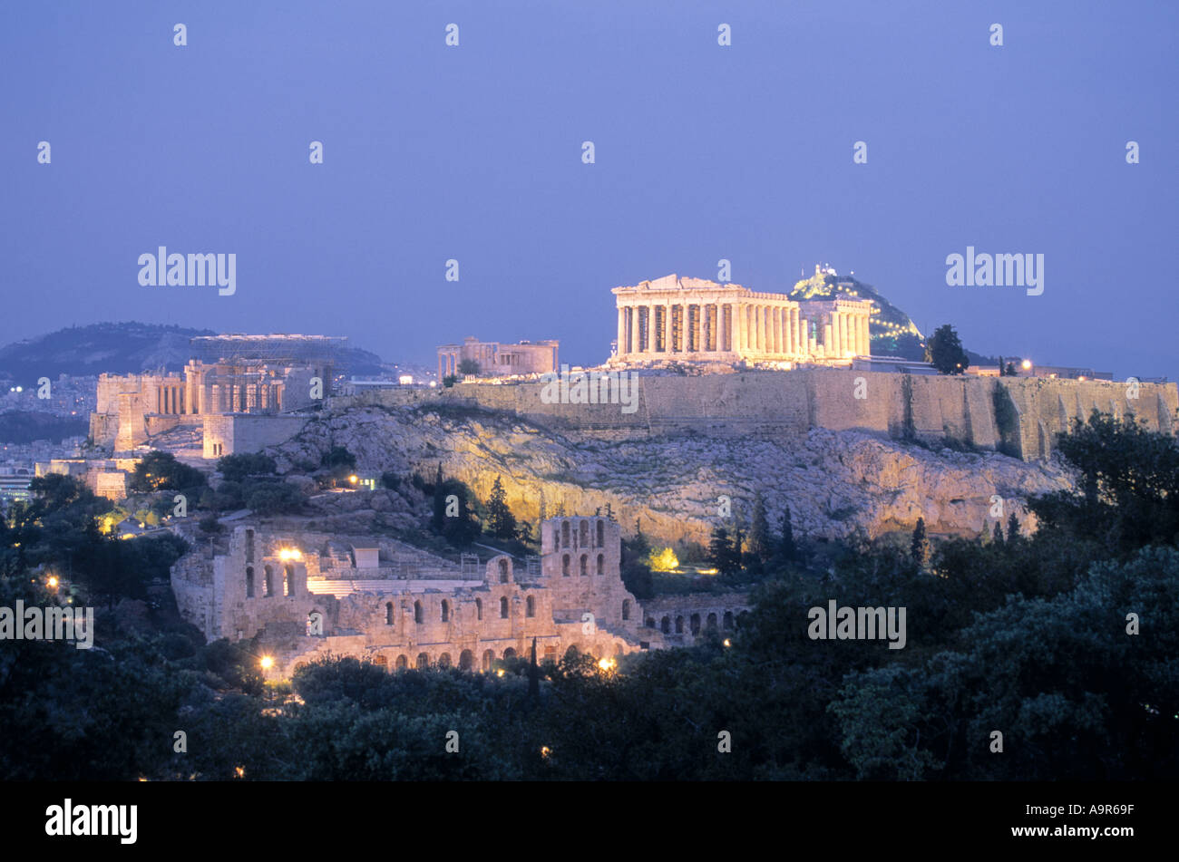 Parthenon Acropolis Athens Greece at dusk Stock Photo - Alamy