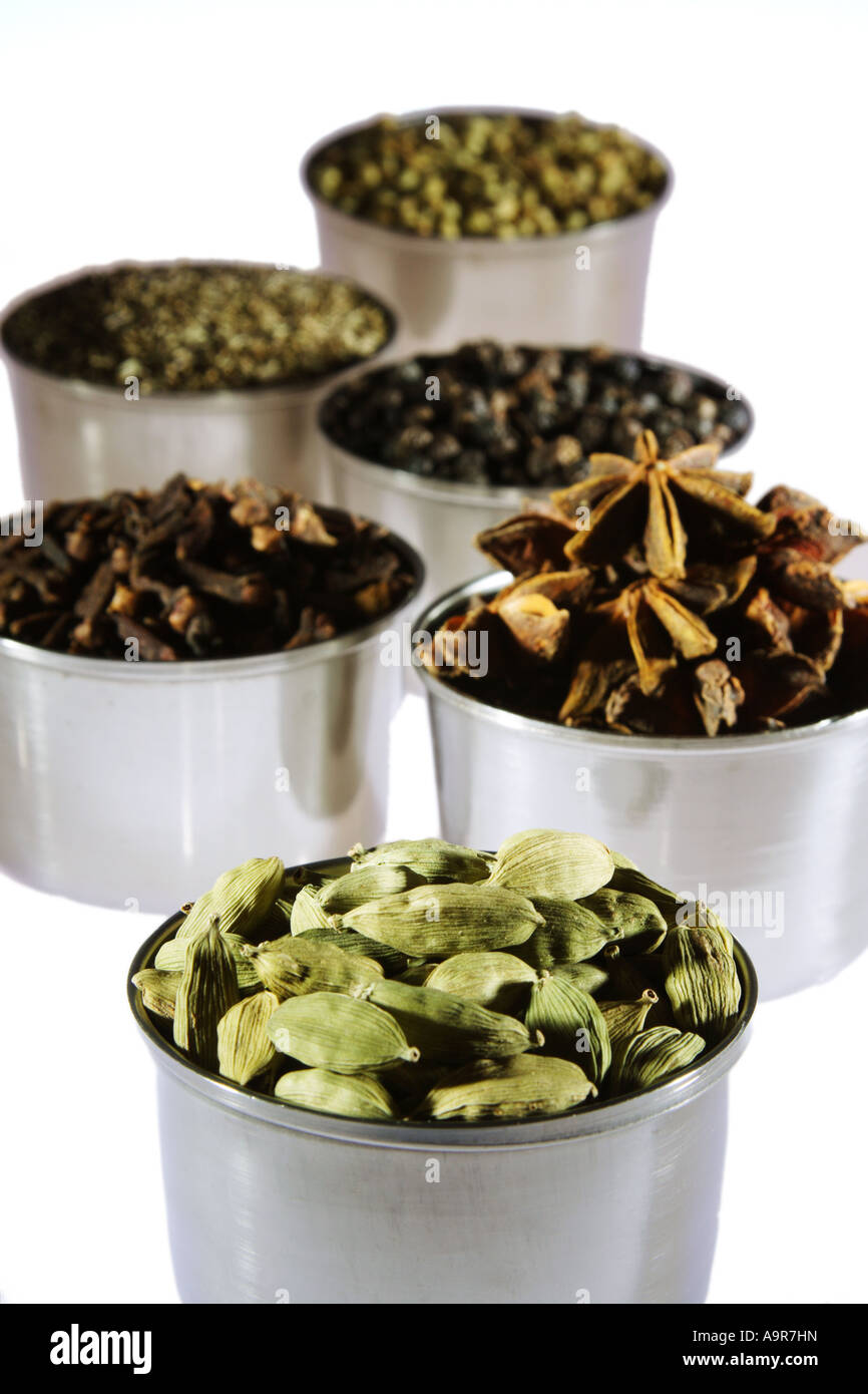 Small cups of spices Stock Photo - Alamy