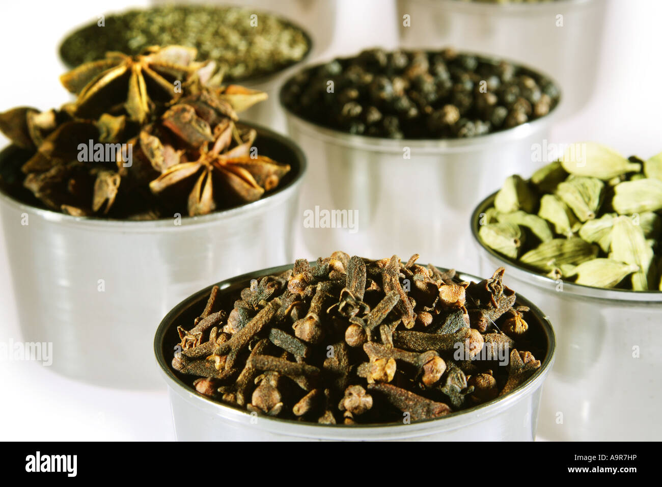 Small cups of spices Stock Photo - Alamy