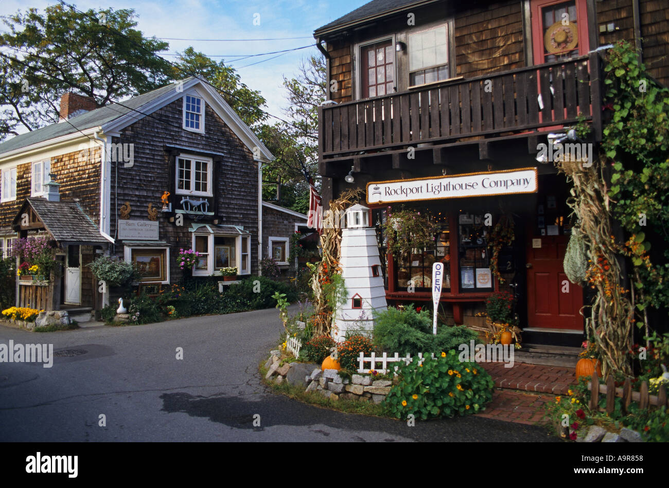 Massachusetts Cape Ann Rockport Bear Skin Neck art gallery shop Stock ...