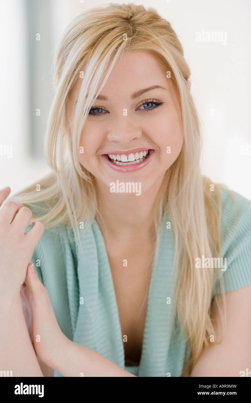 Close up of woman smiling Stock Photo - Alamy