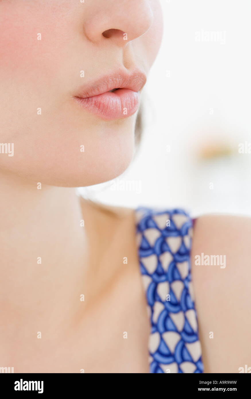 Close up woman whistling hi-res stock photography and images - Alamy