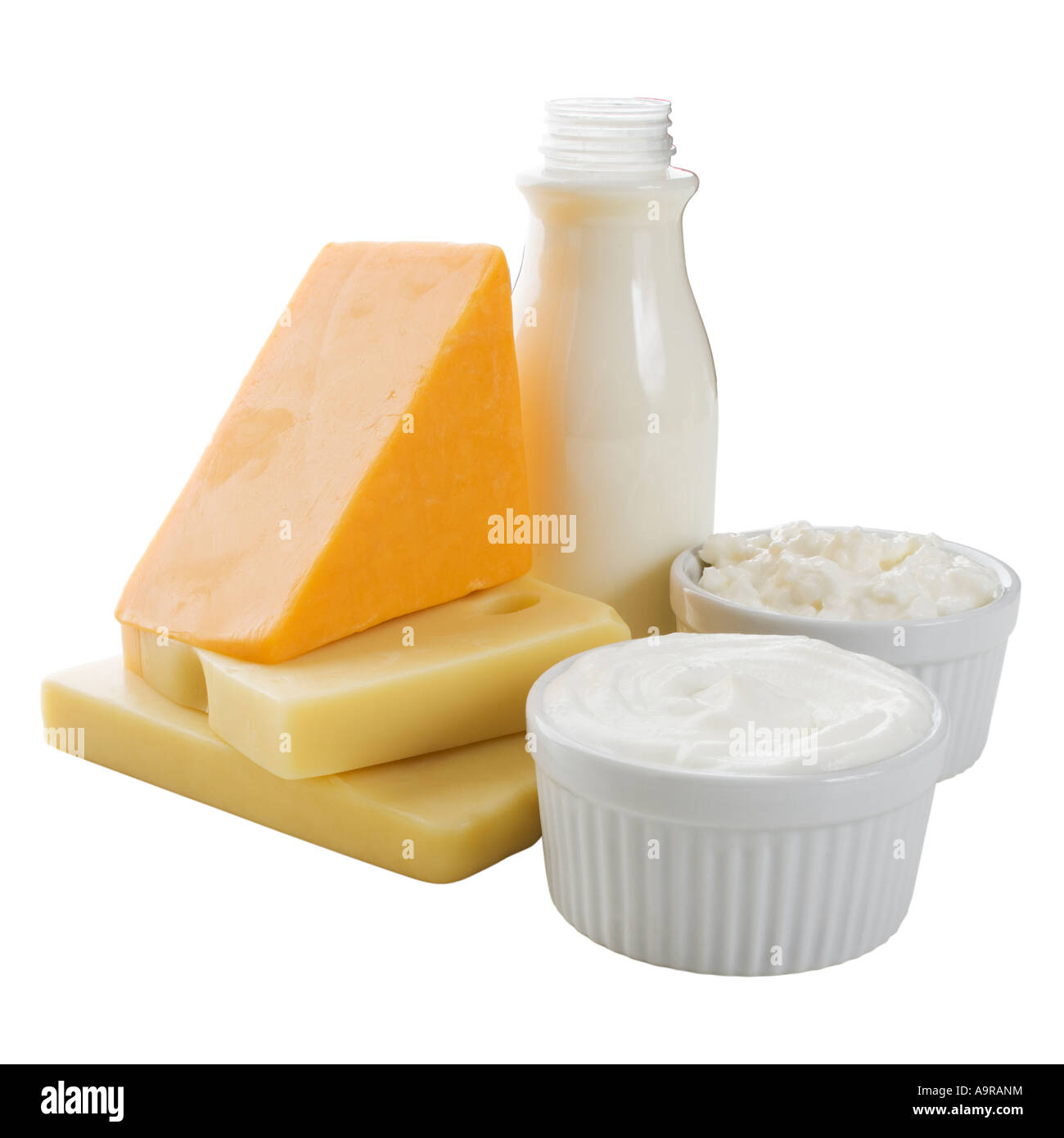 Close up of milk cheese and dairy products Stock Photo - Alamy