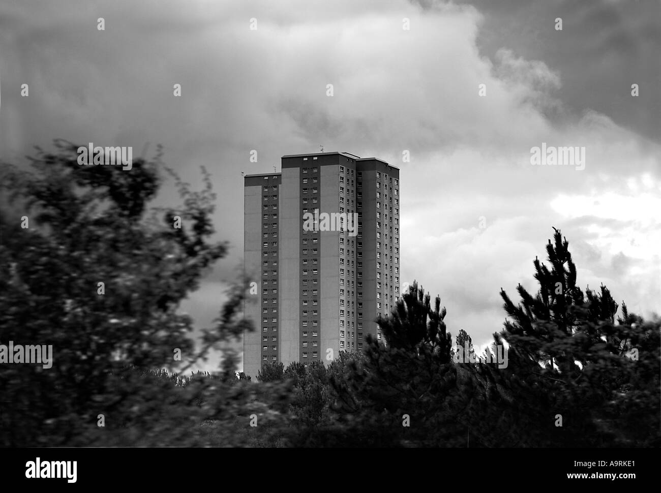 Tower block in a busy town Stock Photo - Alamy