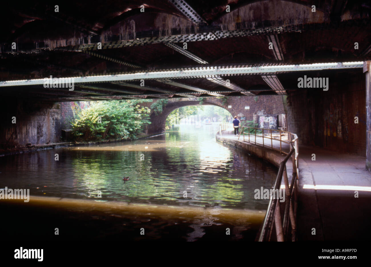 Under a bridge at Regents Canal London Stock Photo - Alamy