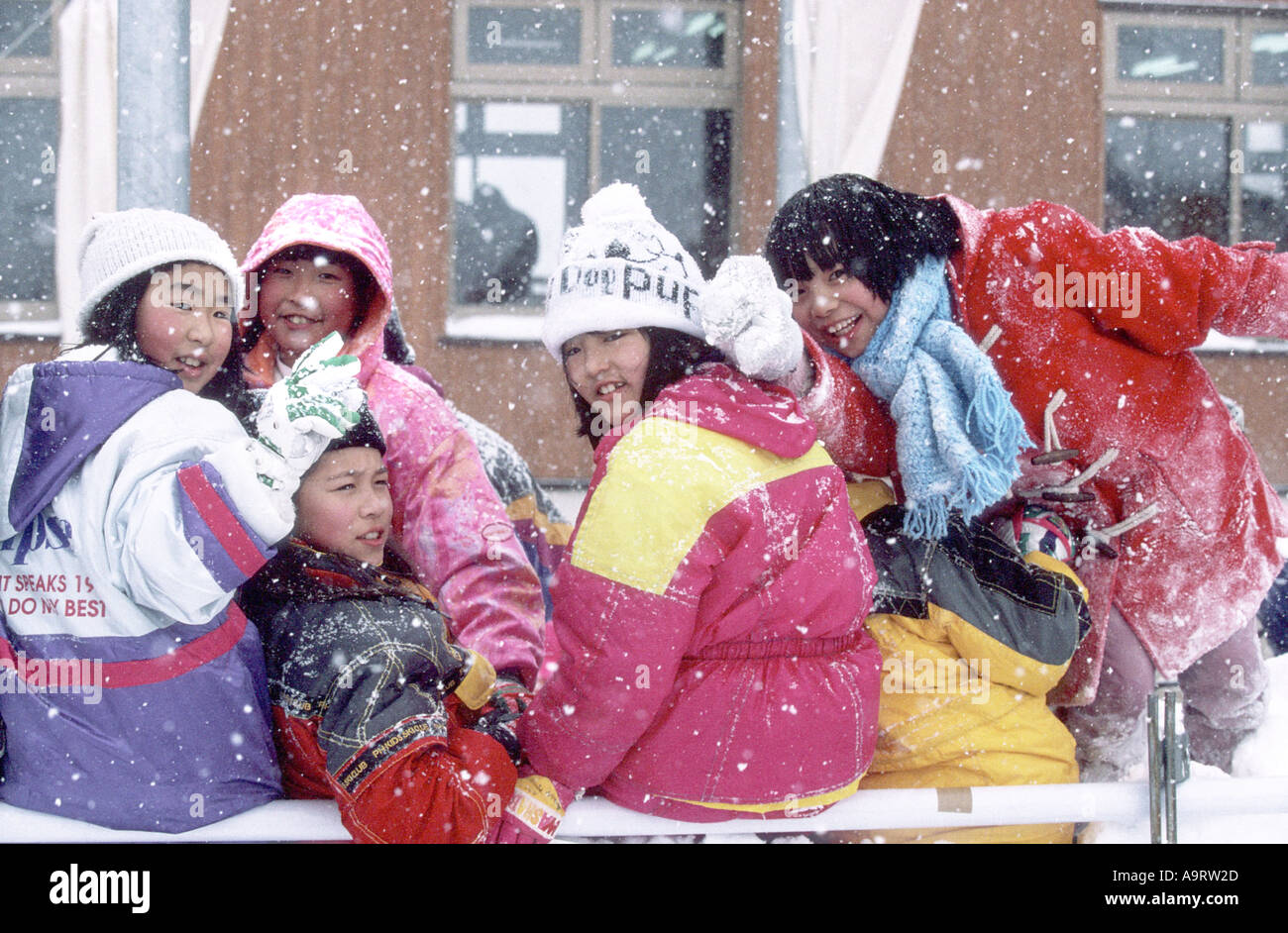 CHILDREN IN THE SNOW AT THE OLYMPIC BOBSLEIGH TRACK NAGANO Stock Photo ...