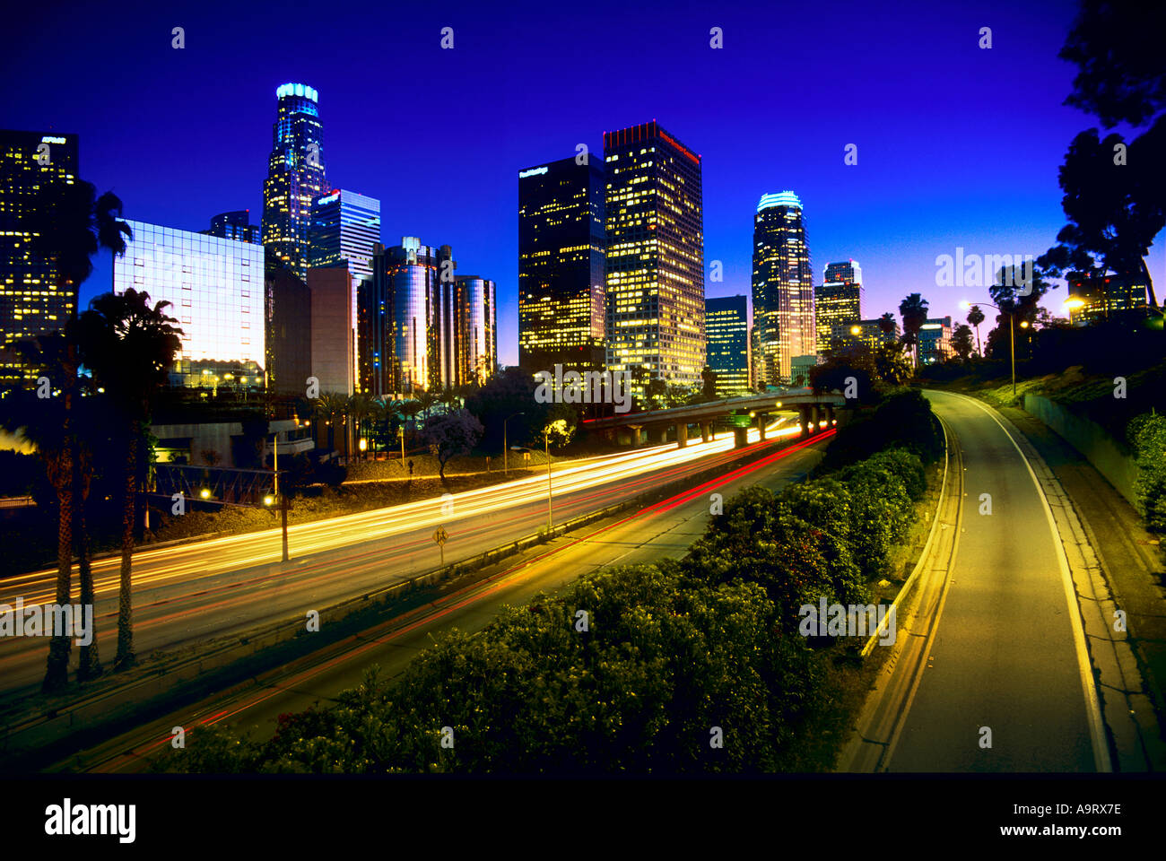 DOWNTOWN AND FREEWAY LOS ANGELES CALIFORNIA Stock Photo - Alamy