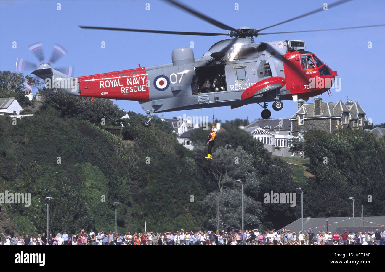 Portpatrick Lifeboat Week sea rescue by helicopter and lifeboat Stock ...