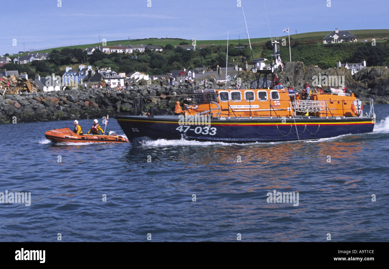 Portpatrick Lifeboat Week sea rescue by helicopter and lifeboat Stock ...