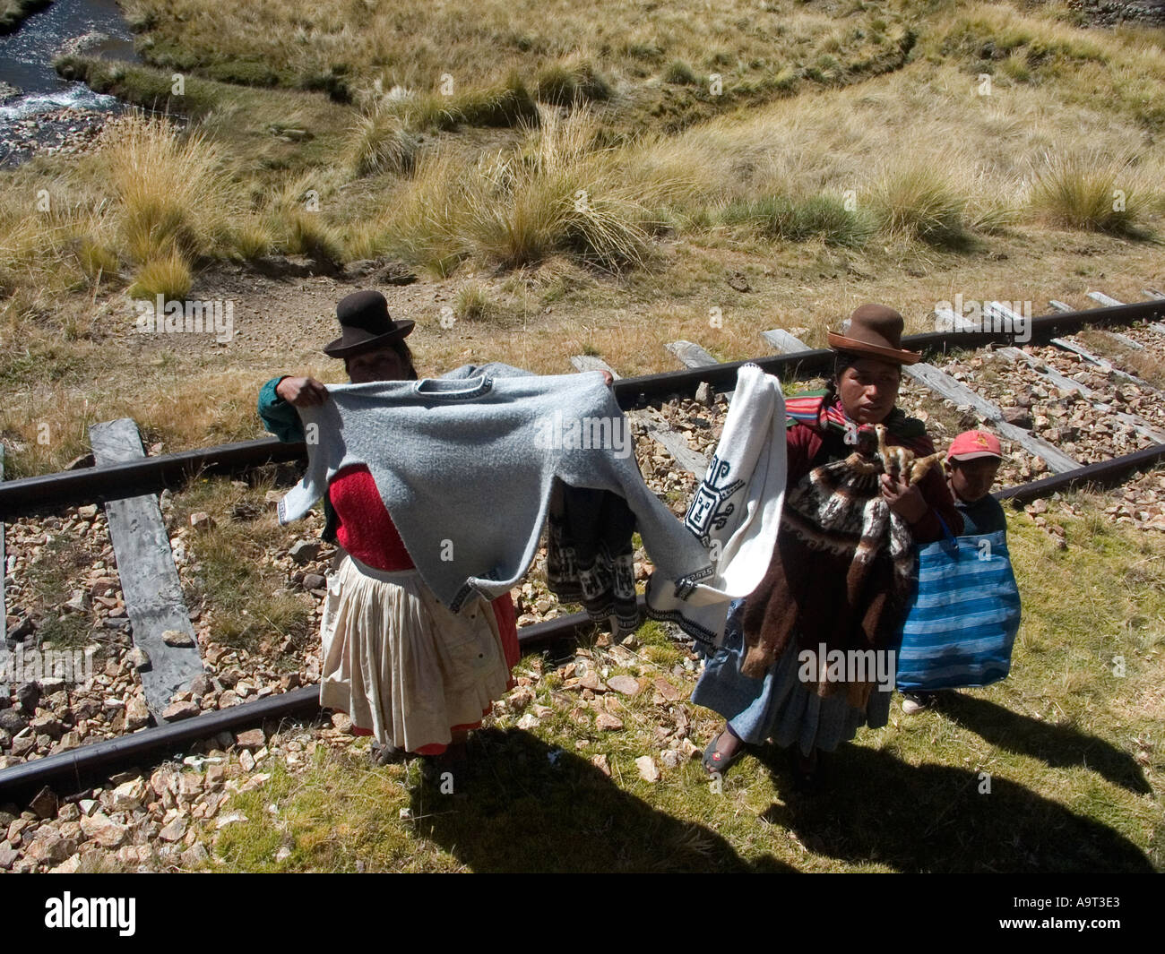 Peruvian Women selling goods on the rail line between Cusco and Puno ...