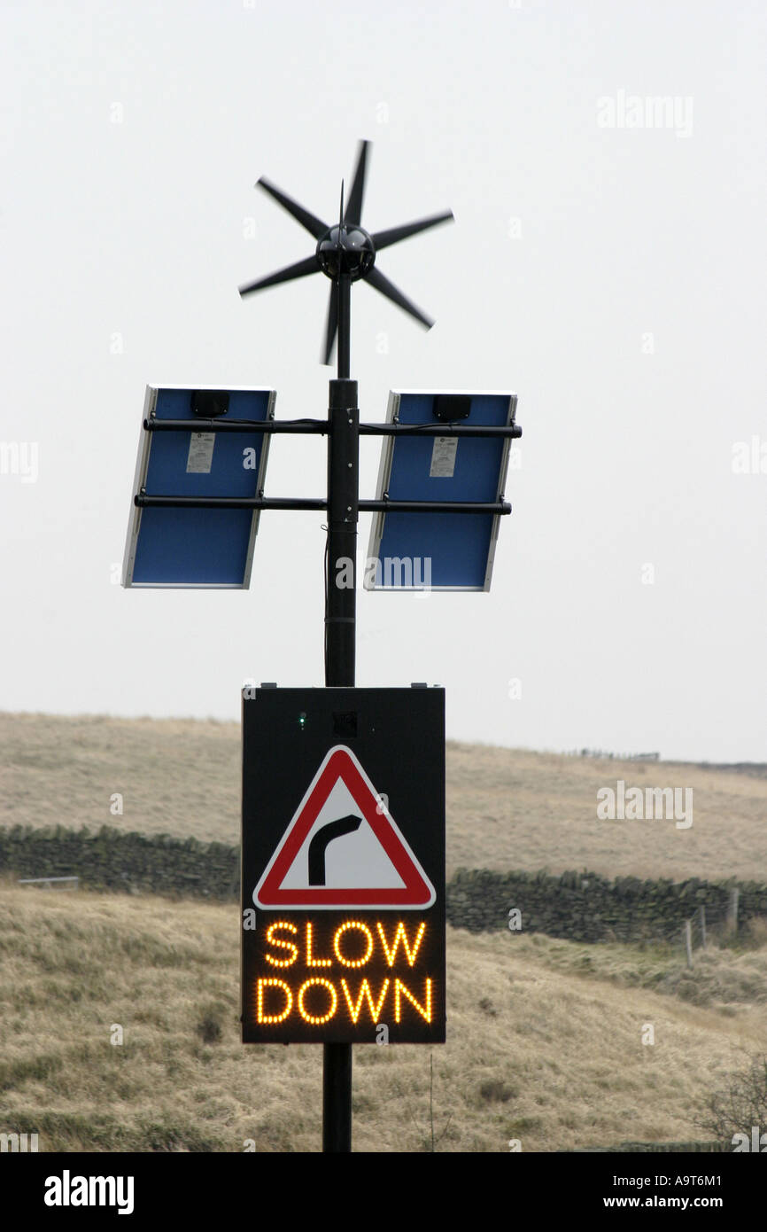 Solar Wind Power Traffic Control Warning Stock Photo - Alamy