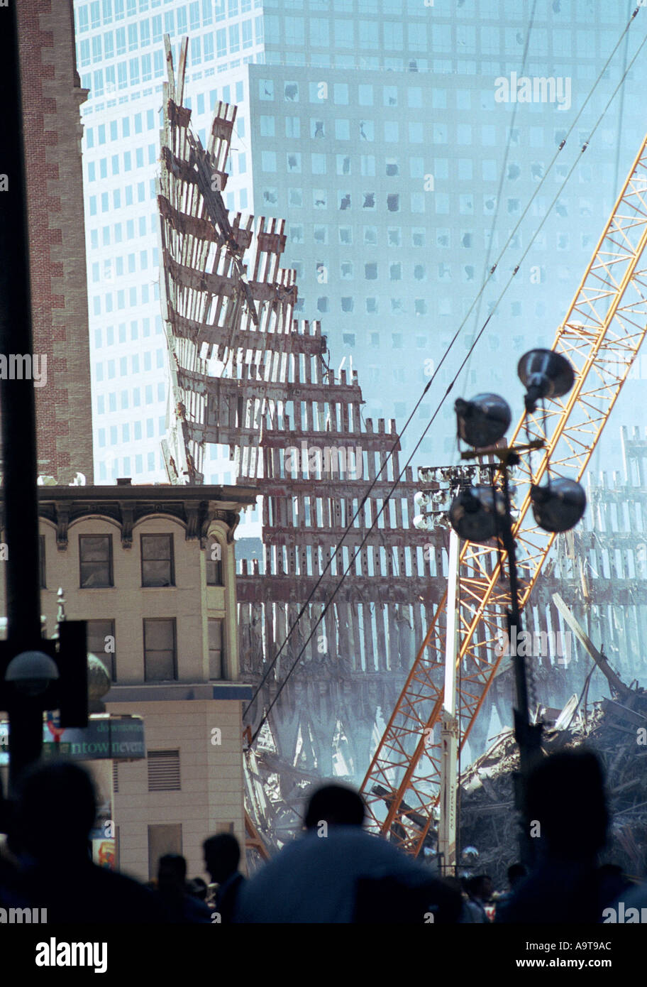 Remnants of the World Trade Center facade still standing several days ...