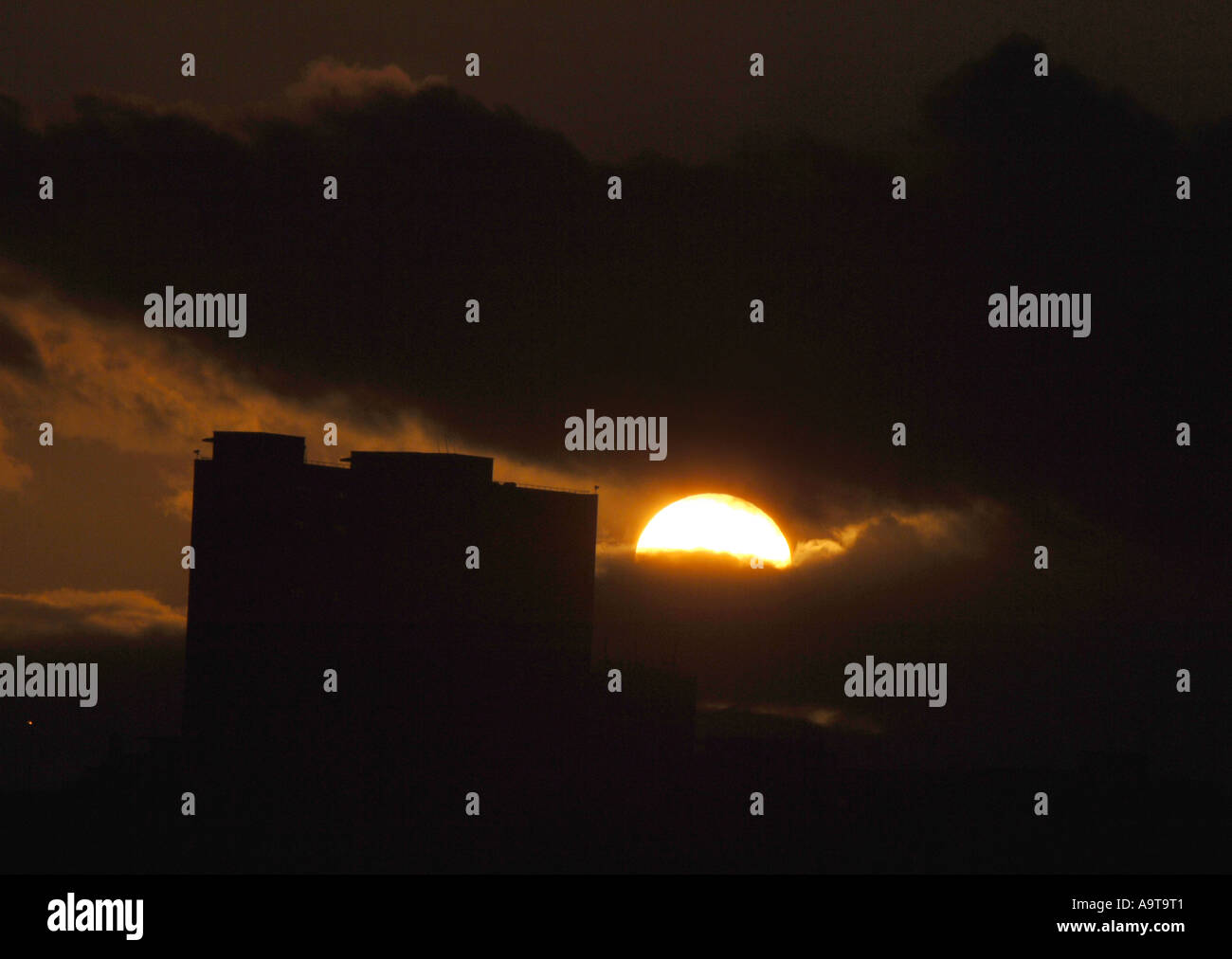 Office Block Sunset Stock Photo - Alamy