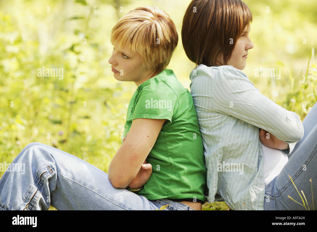 Two girls having a disagreement Stock Photo - Alamy