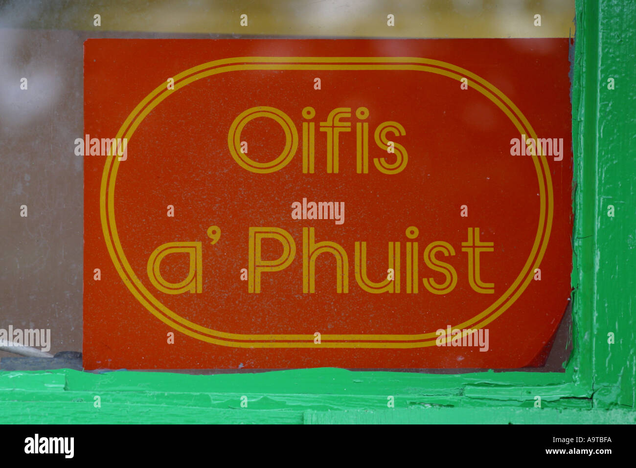 Royal Mail Post Office sign written in Gaelic in Western Highlands of ...