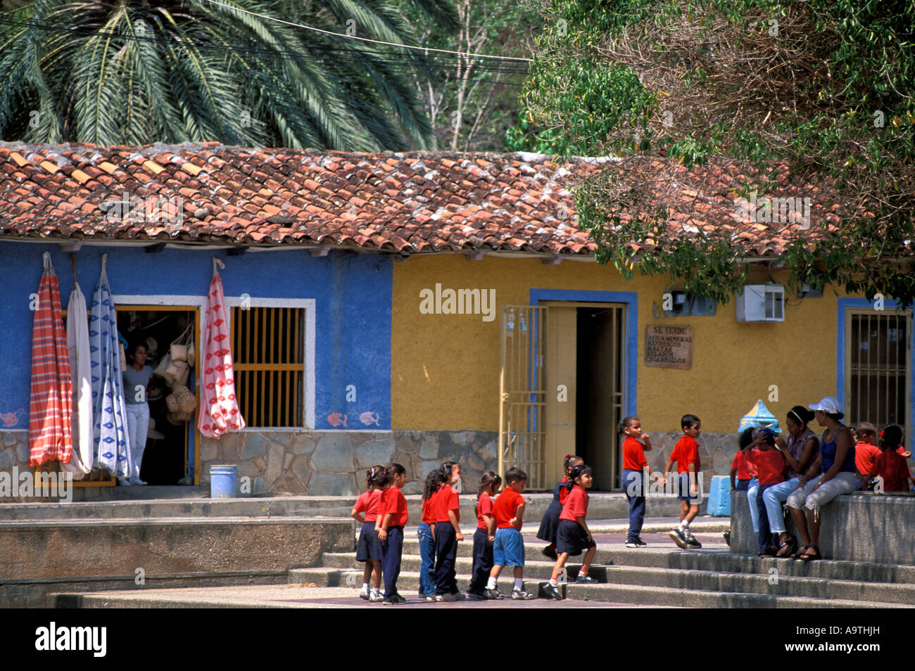 Isla Margarita island Venezuela school children in red shirts Stock ...