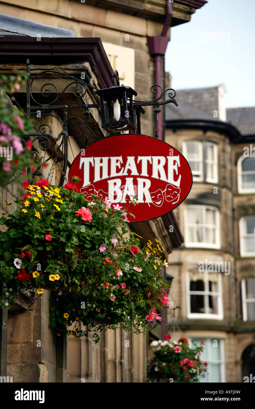 Theatre Bar sign near Buxton Opera House, Buxton, Derbyshire, England ...