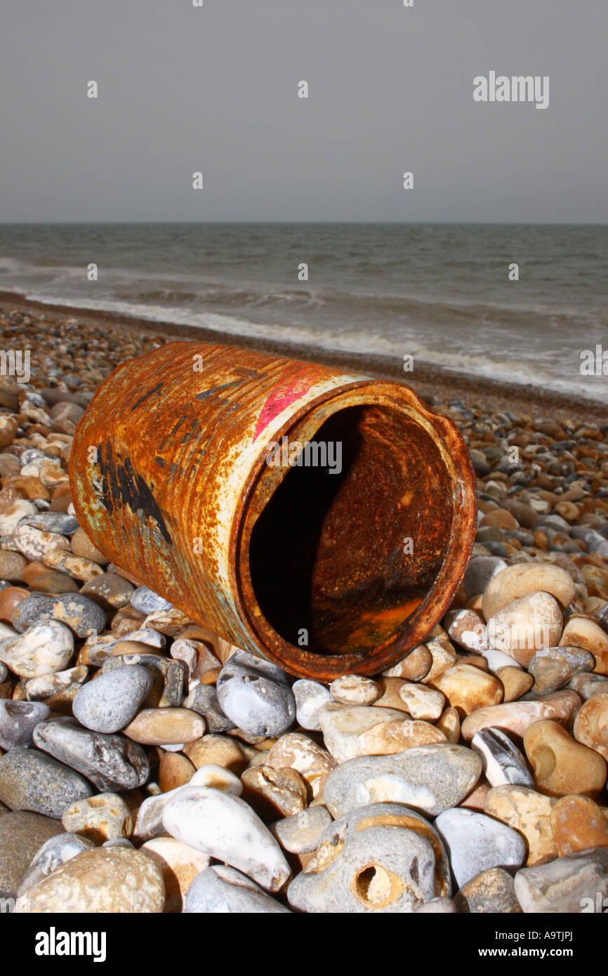 Surreal rusty Tin Can on the beach Stock Photo - Alamy