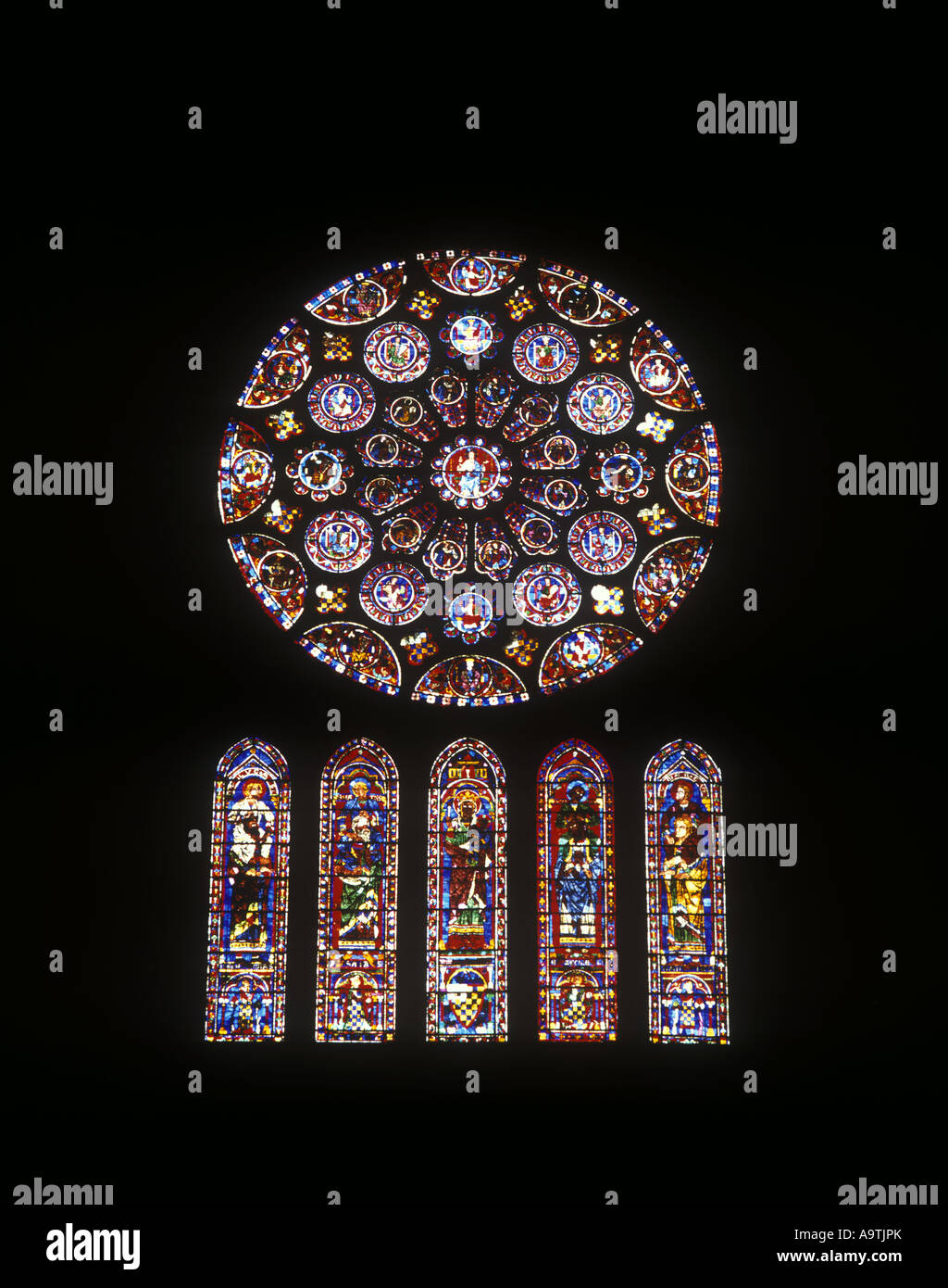 SOUTH ROSE STAINED GLASS WINDOW CATHEDRALE NOTRE DAME DE CHARTRES ...