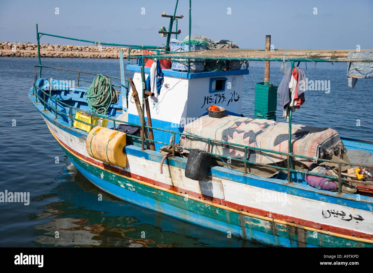Typical Tunisian Fishing Boat in Harbour at Houmt Souk Djerba Tunisia ...