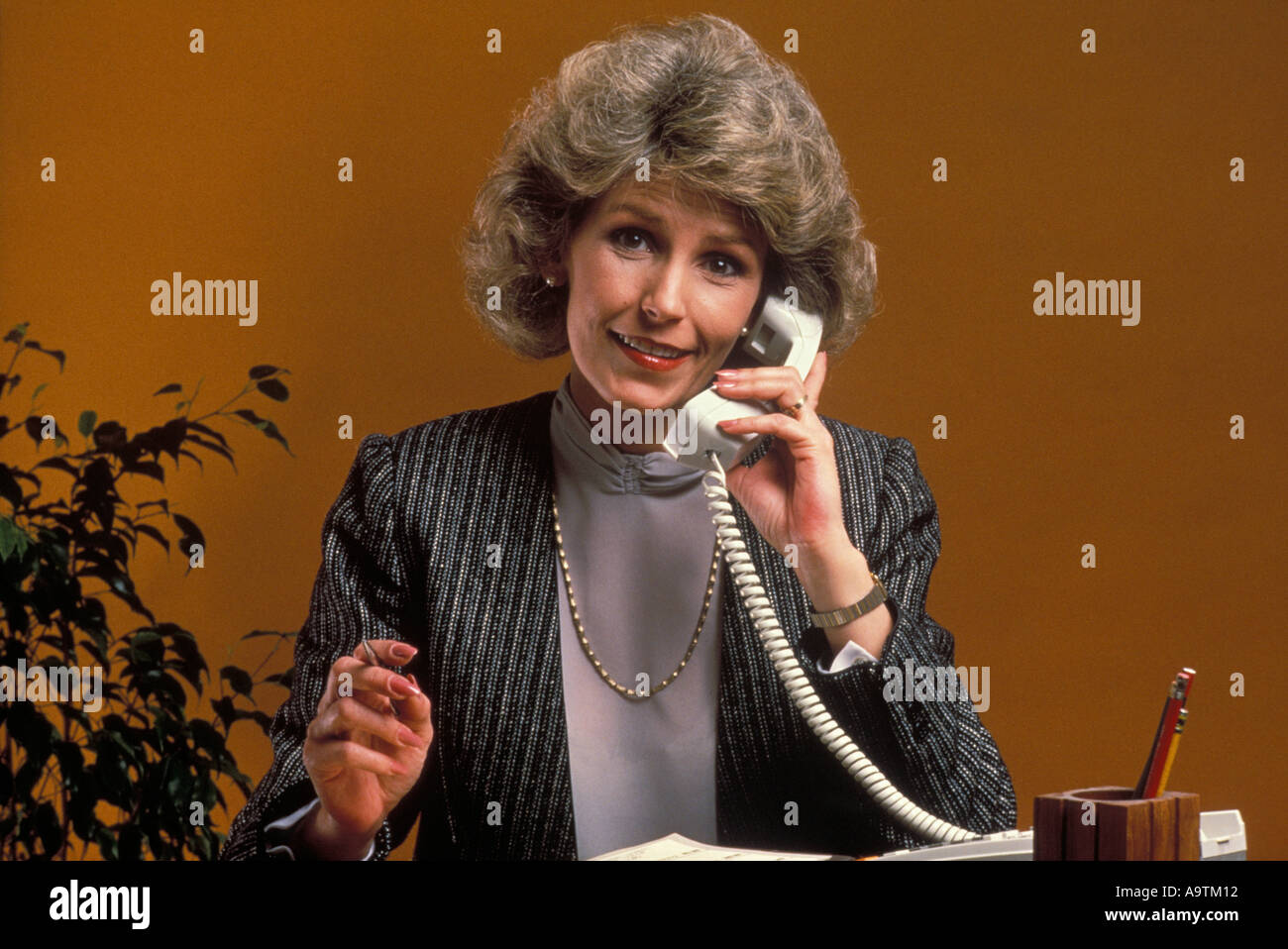 female office interior retirement home administrator on telephone copy ...