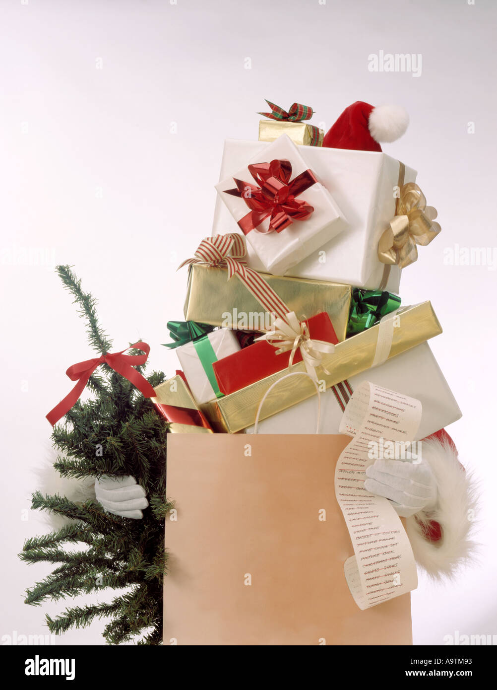 Santa Claus St Nicholas prepares toys gifts for Christmas delivery ...