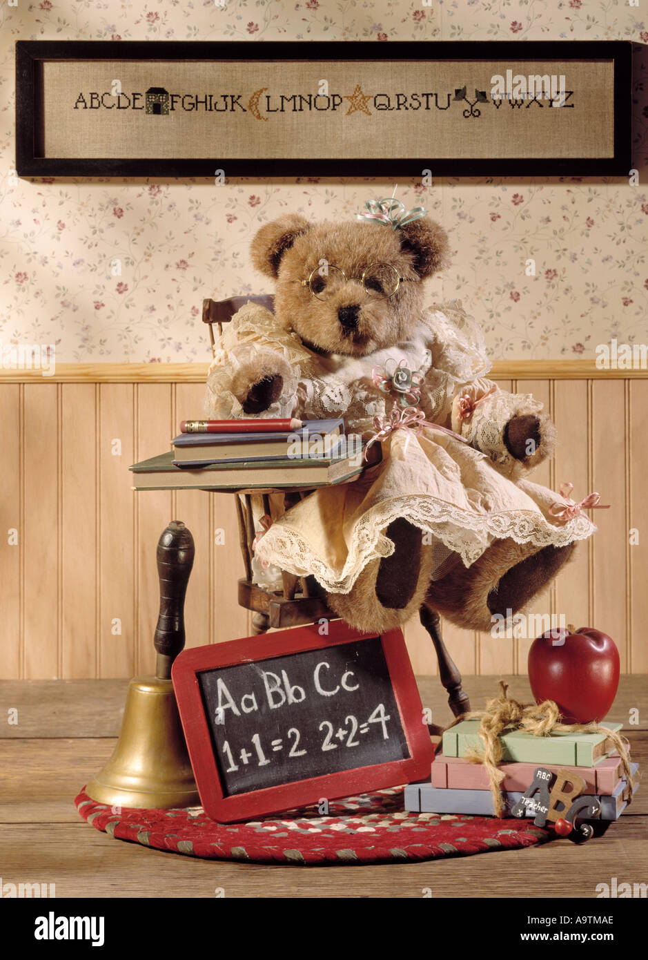 teddy bear school room teacher copy space alphabet Stock Photo - Alamy